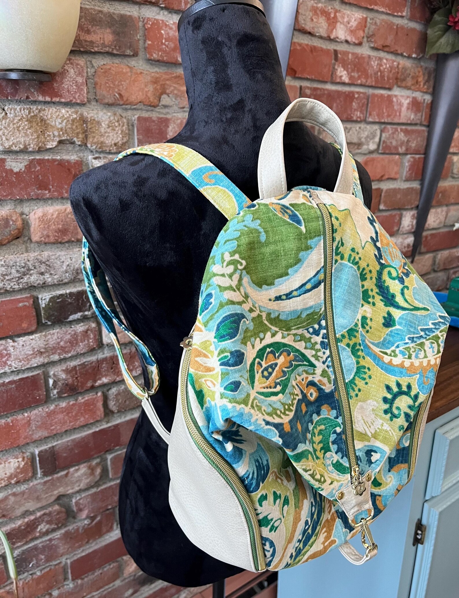 Full Size Denver Backpack With Fun Spring Colors and Beige Side Pockets ...