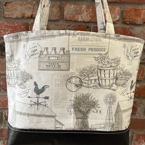 Tote Bag, Large Tote, Farmhouse Tote, White Tote, Zipper Pocket Tote ...