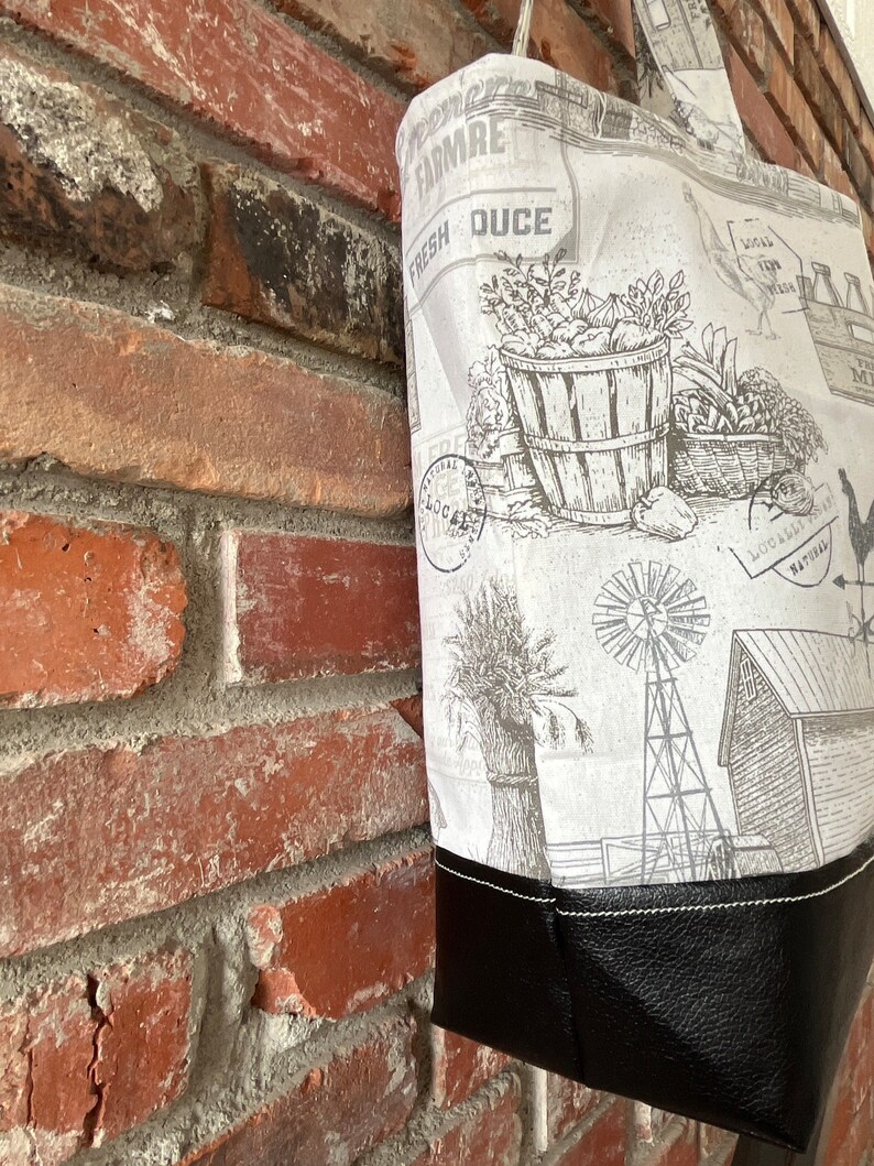 Farmhouse Canvas Tote Bag, Large Zipper Pocket, Grocery Market - Etsy