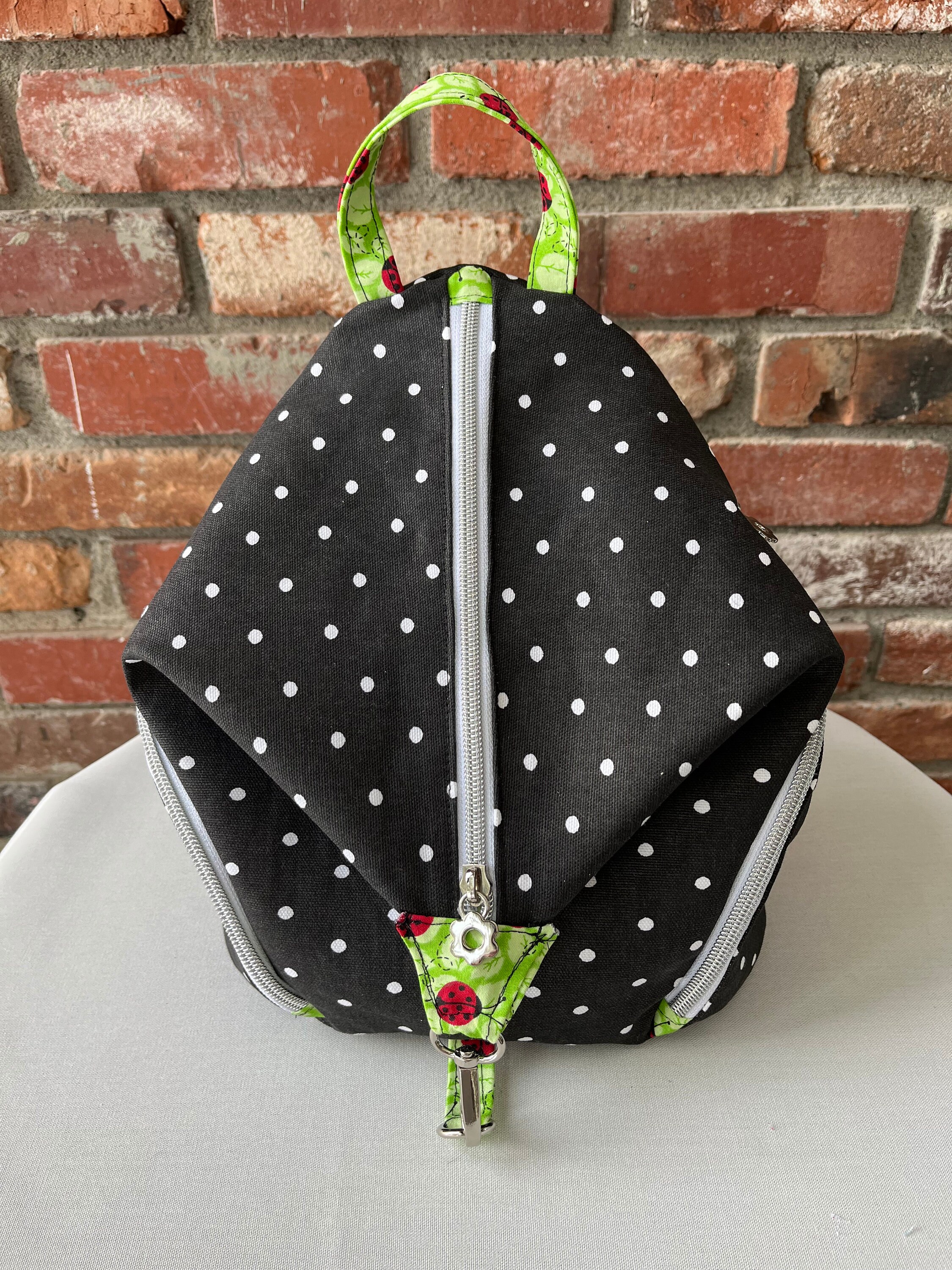Mini Denver Backpack Black and White With Polka Dots and Ladybugs - Etsy