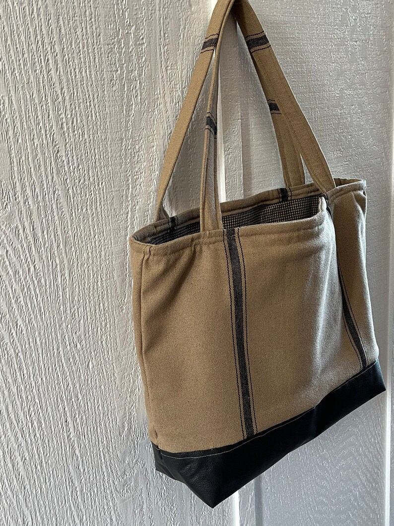 Farmhouse Tote Brown With Black Stripes Grain Sack Tote - Etsy