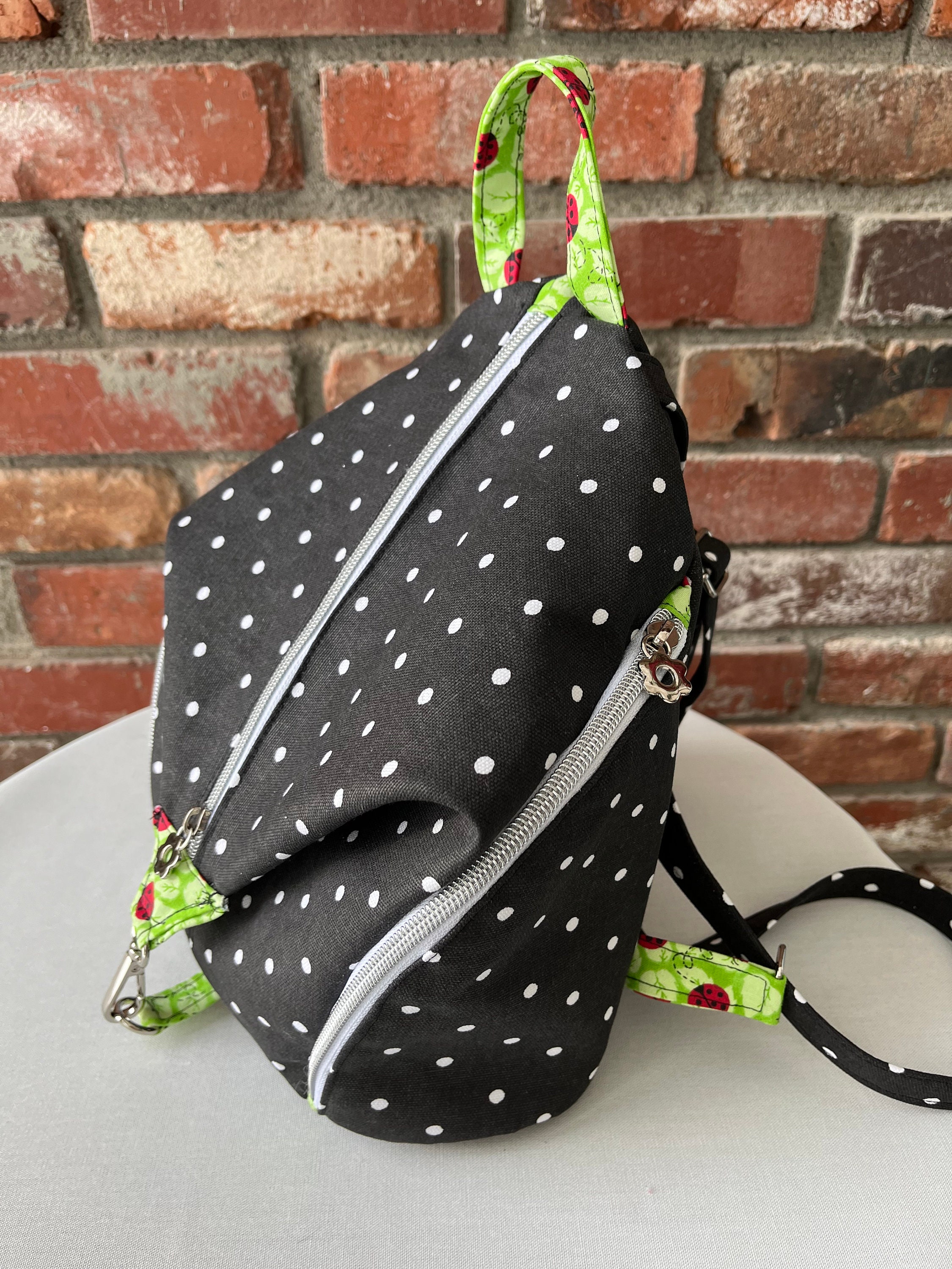 Mini Denver Backpack Black and White With Polka Dots and Ladybugs - Etsy