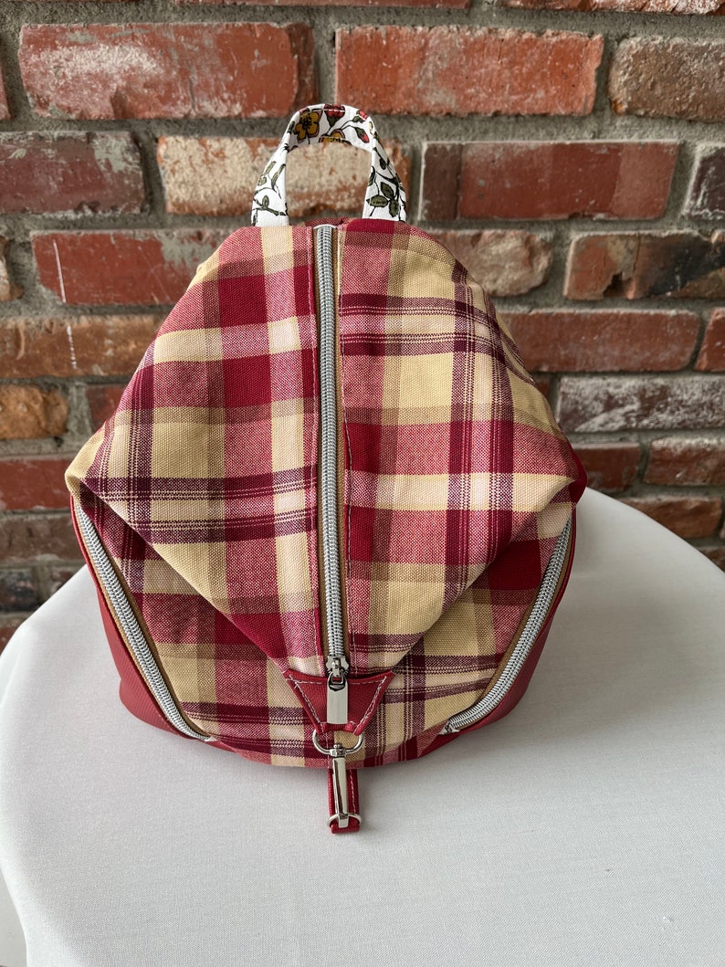Mini Denver Backpack Plaid, Red and Tan, and Flower Pockets - Etsy