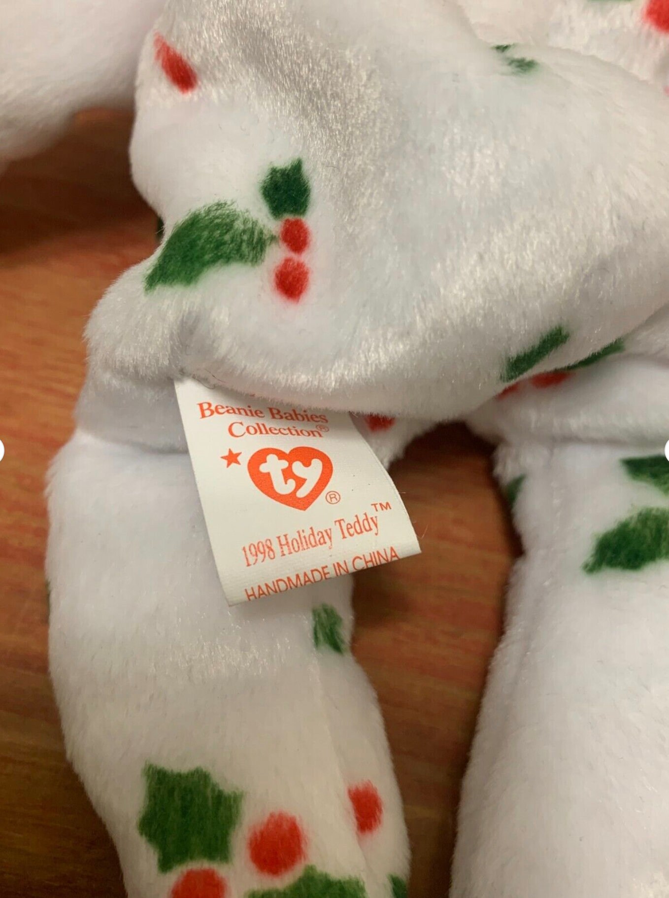 MINT Rare 1998 Holiday TEDDY Ty Beanie Baby PE Pellets Tag Errors Clean ...