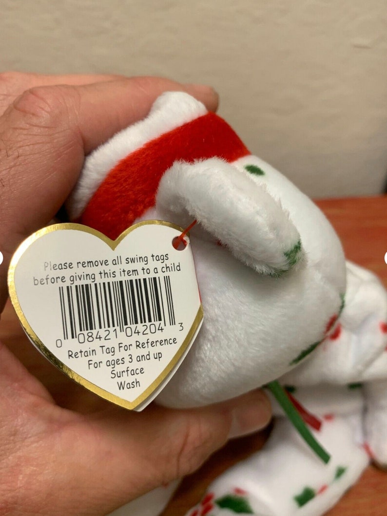 MINT Rare 1998 Holiday TEDDY Ty Beanie Baby PE Pellets Tag Errors Clean ...