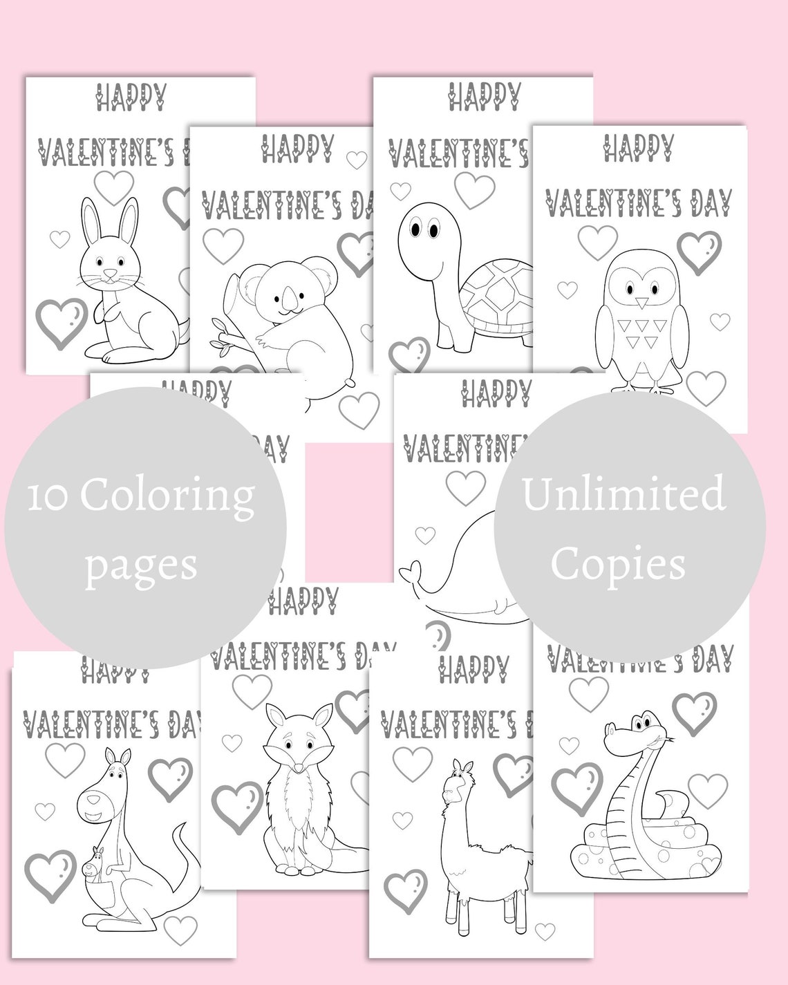 Printable Valentine’s Day Coloring Sheets - Etsy