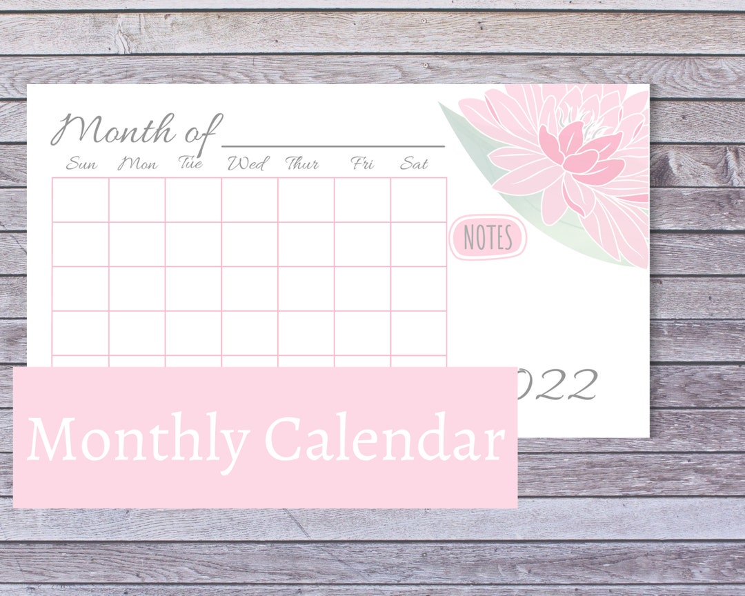 Printable Monthly Calendar - Etsy