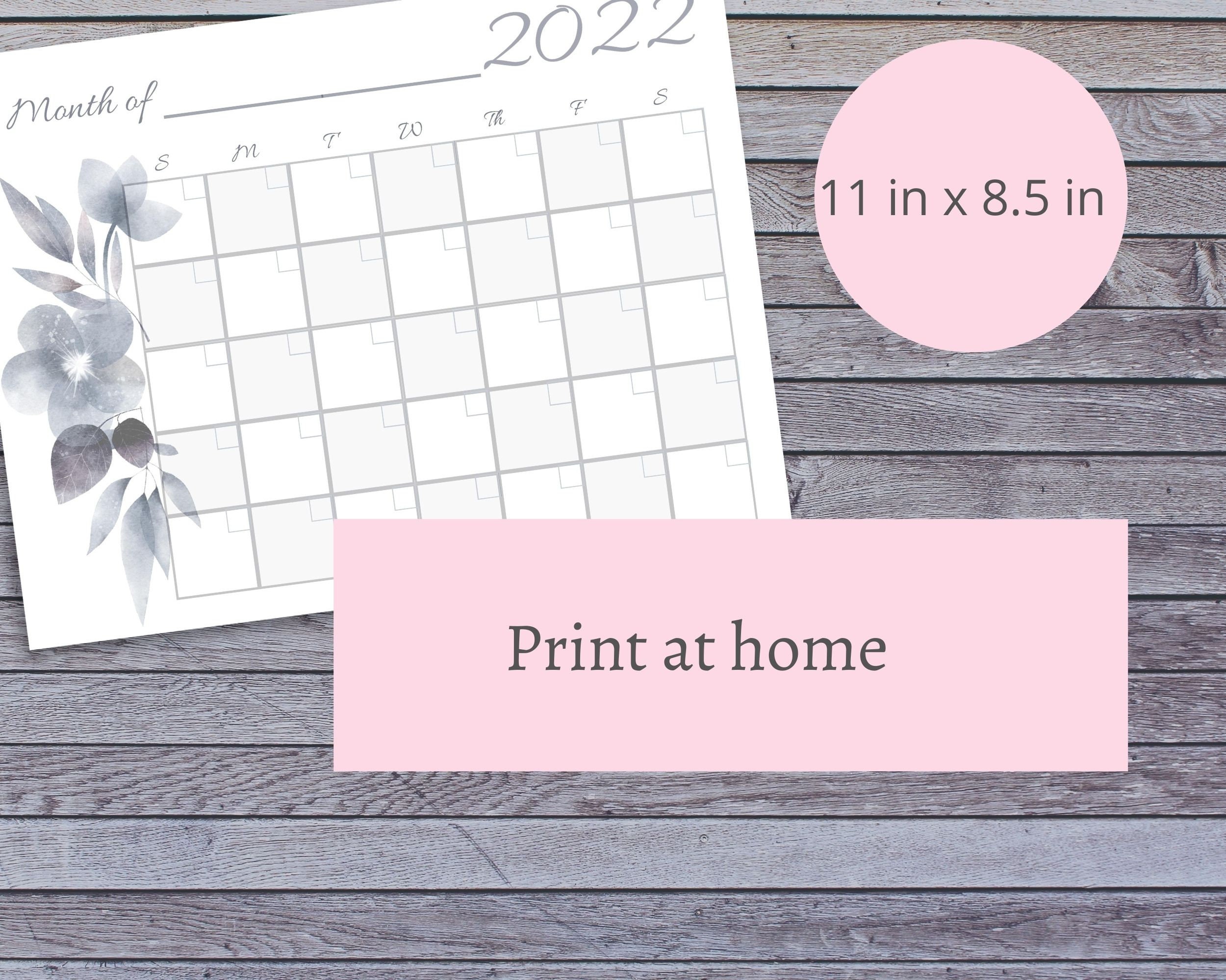 Printable Monthly Calendar | Black and White - Etsy