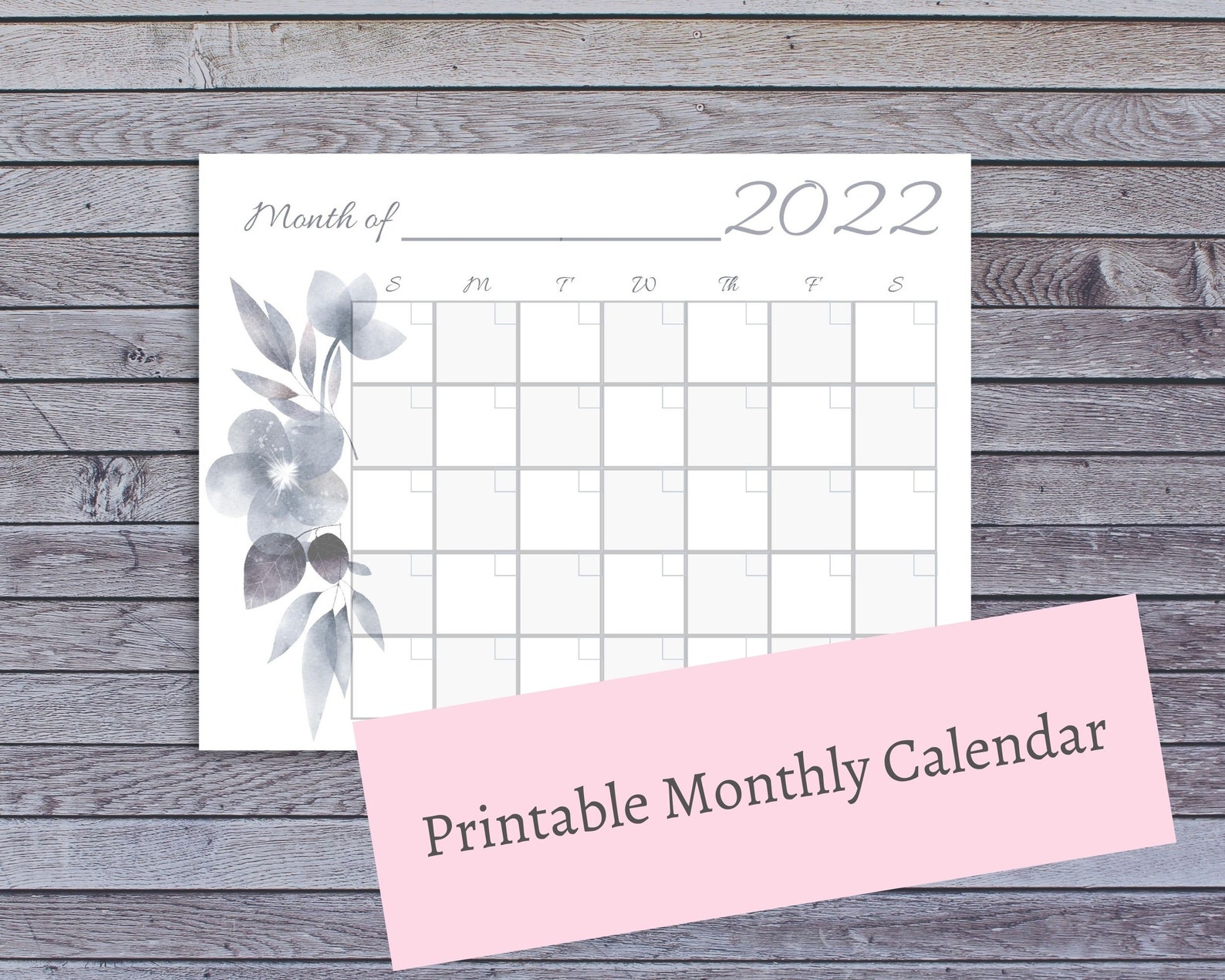 Printable Monthly Calendar | Black and White - Etsy