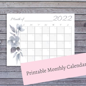 Printable Monthly Calendar | Black and White - Etsy