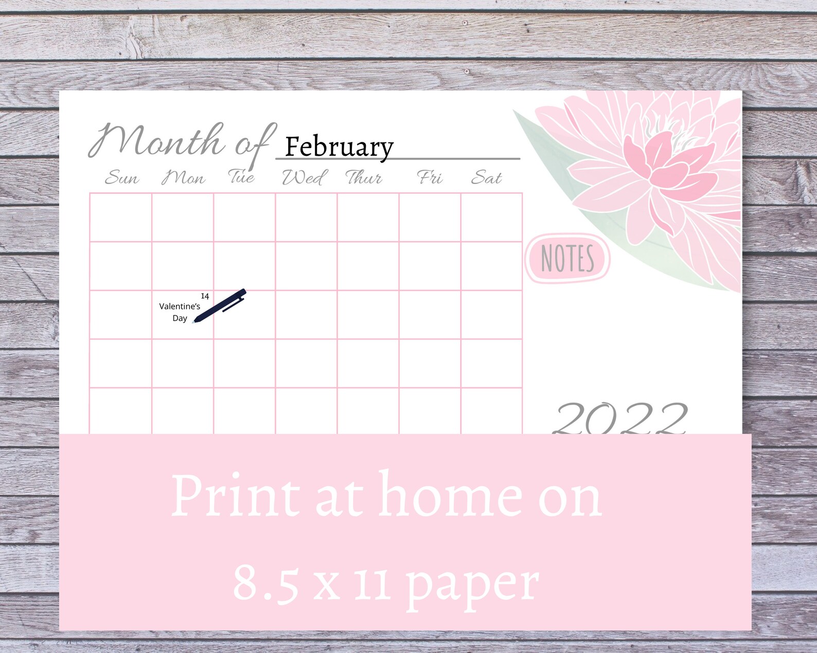 Printable Monthly Calendar - Etsy