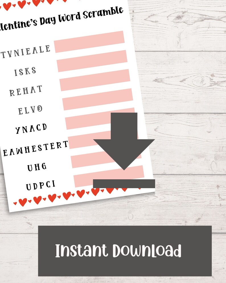 Printable Valentine’s Day Word Scramble - Etsy