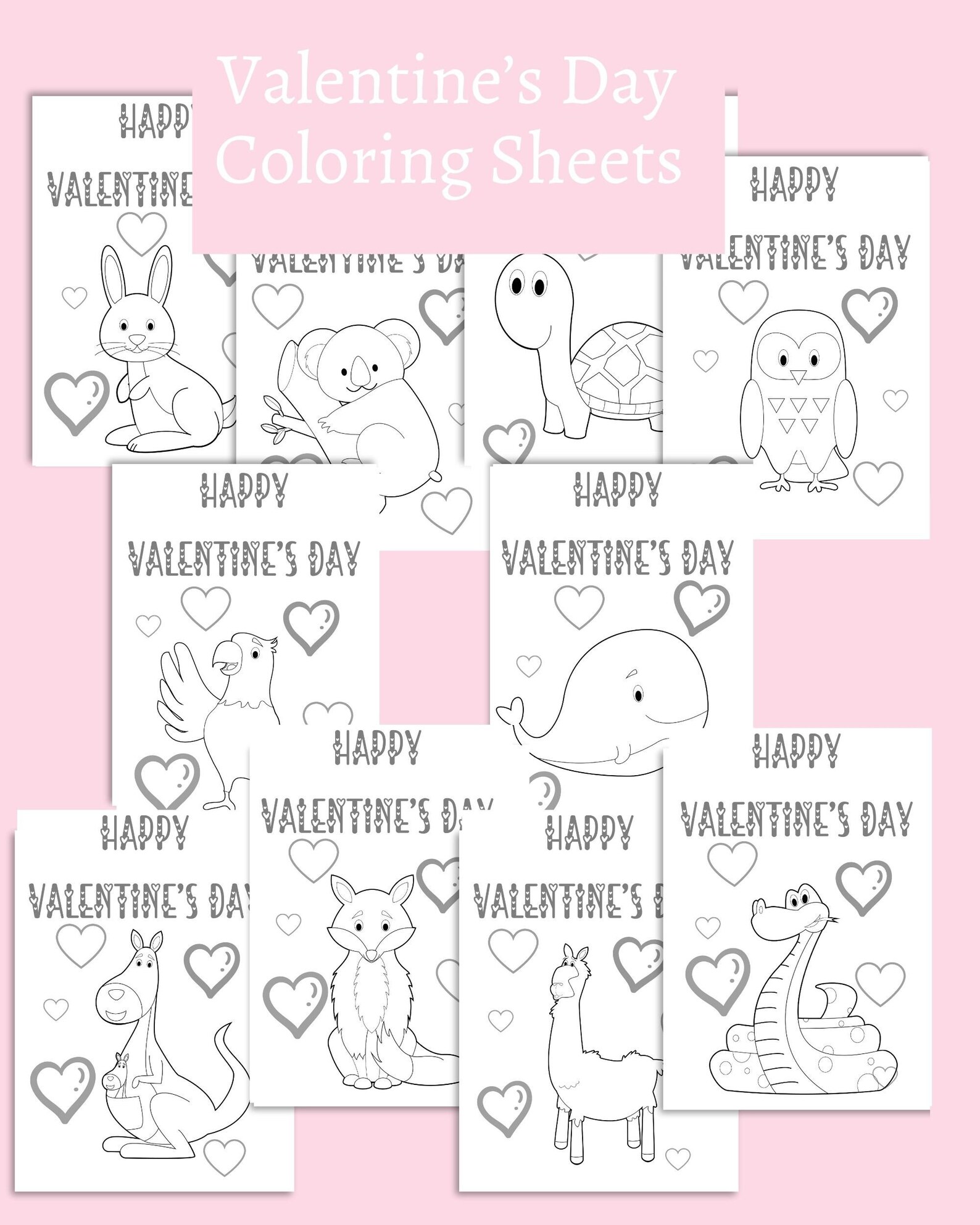 Printable Valentine’s Day Coloring Sheets - Etsy