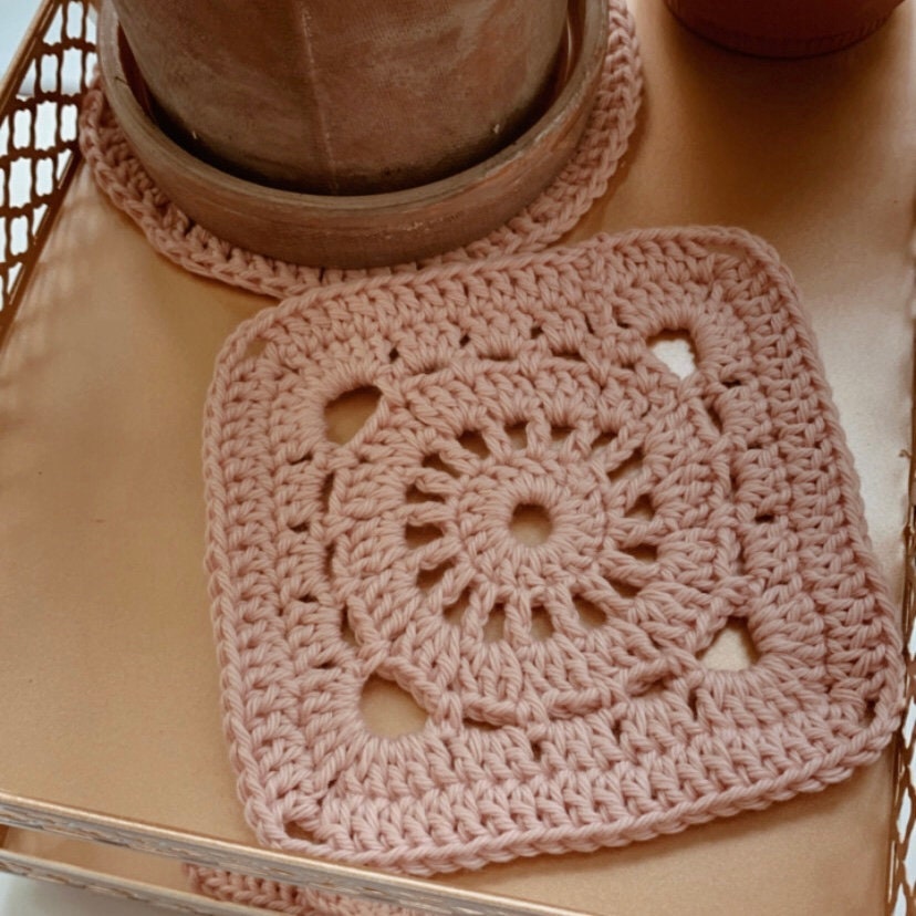 Granny Square Crochet Coaster Mat - Etsy