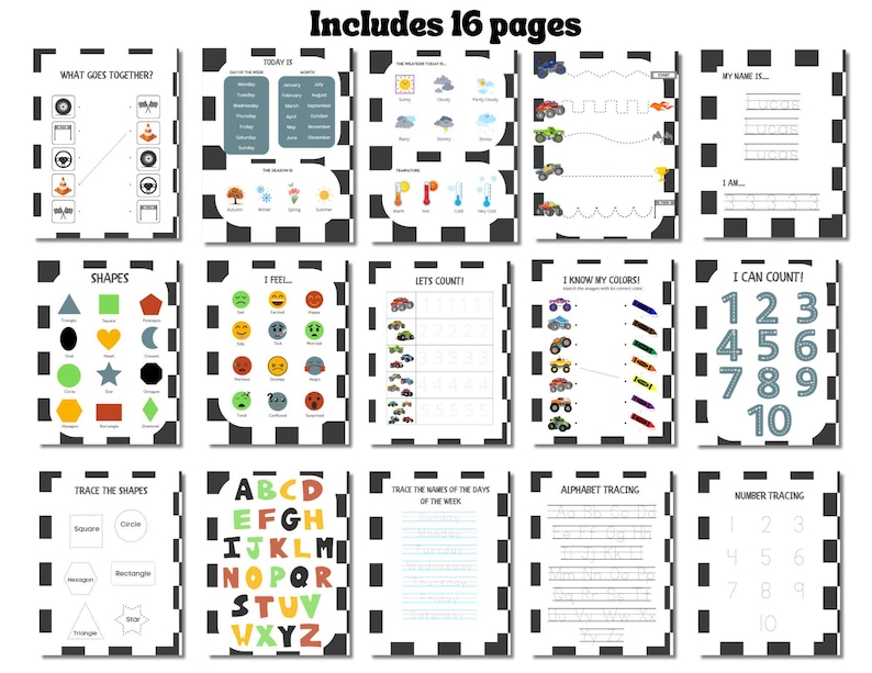 Monster Truck Morning Menu | Preschool | Homeschool Morning Menu ...