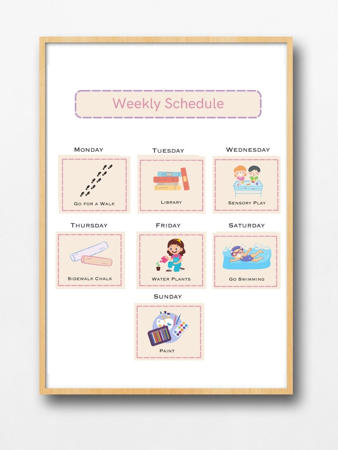 Kids Weekly Planner, Custom Weekly Kids Calendar, Visual Schedule for ...