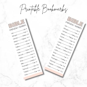 Printable Bible Emergency Numbers Bookmarks, Christian Church ...