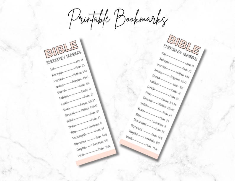 Printable Bible Emergency Numbers Bookmarks, Christian Church ...