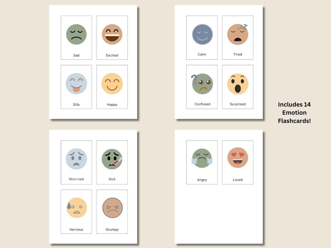 Emotion Flashcards, Feelings Flash Cards, Montessori Materials ...