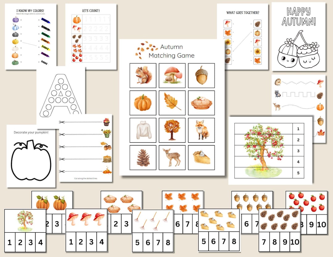 Autumn Activity Pack for Kids, Printable Autumn Bundle, Autumn ...