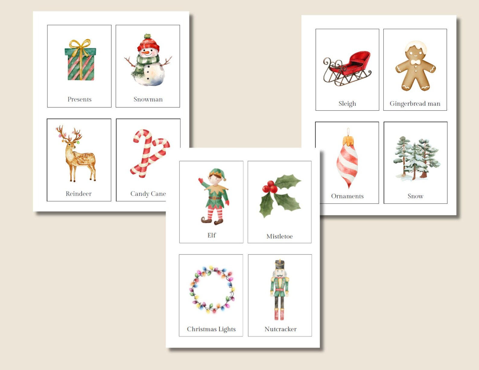 Christmas Flashcards Printable, Christmas Flashcards, Christmas ...