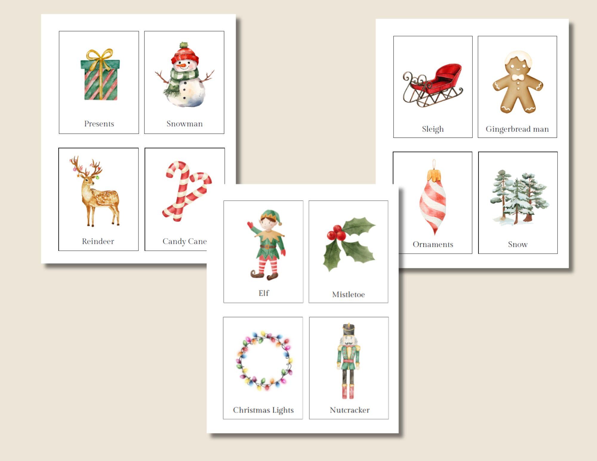Christmas Flashcards Printable, Christmas Flashcards, Christmas ...