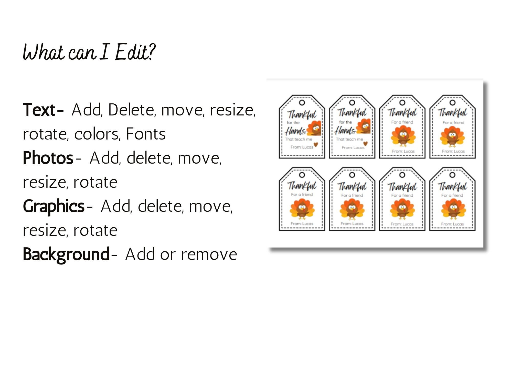 Printable Fall Thanksgiving Gift Tag Personalized, Editable From Gift ...