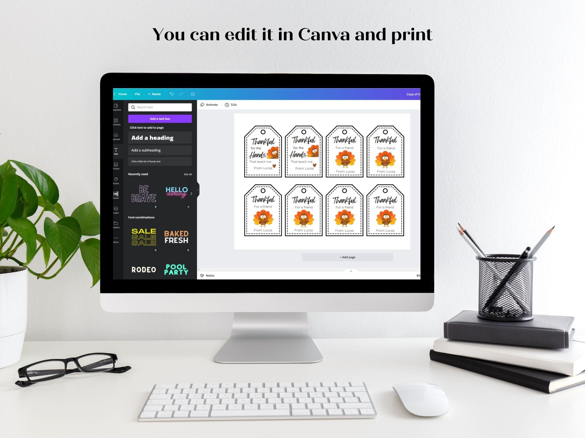 Printable Fall Thanksgiving Gift Tag Personalized, Editable From Gift ...