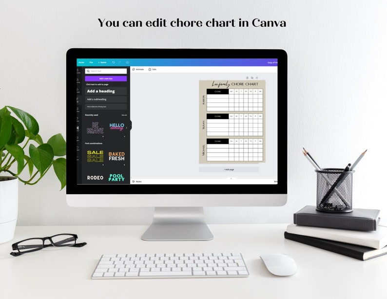 Family Chore Chart, Editable Family Planner Printable, Weekly Family ...