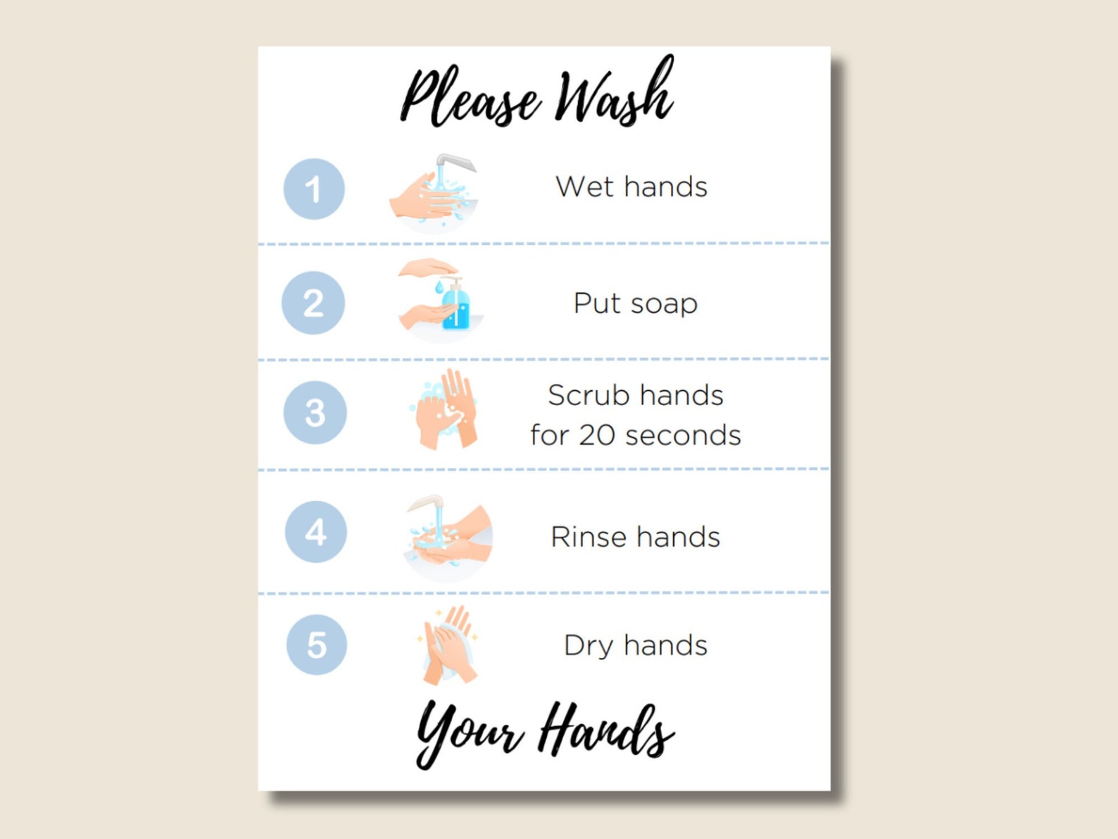 Educational Poster for Teeth Brushing & Washing Hands, Step by Step ...