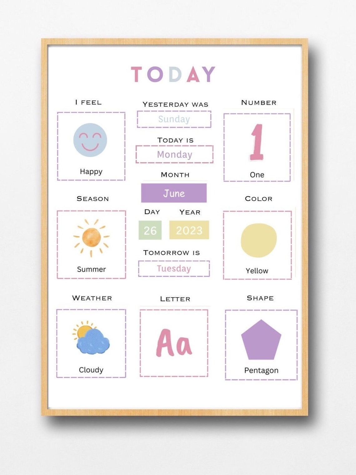 Morning Board, Homeschool Calendar, Weather Chart, Kids Daily Calendar ...