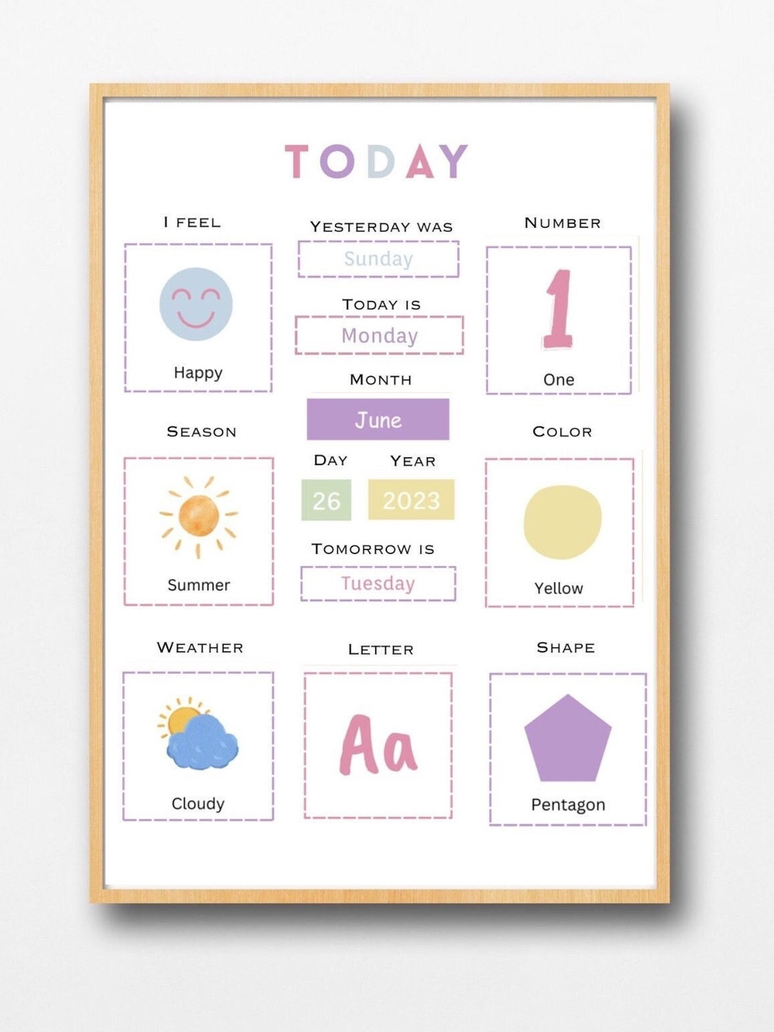 Morning Board, Homeschool Calendar, Weather Chart, Kids Daily Calendar ...