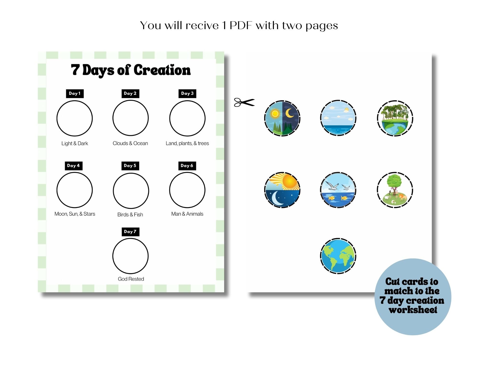 7 Days of Creation Printable, Bible Activity for Kids, Genesis Bible ...