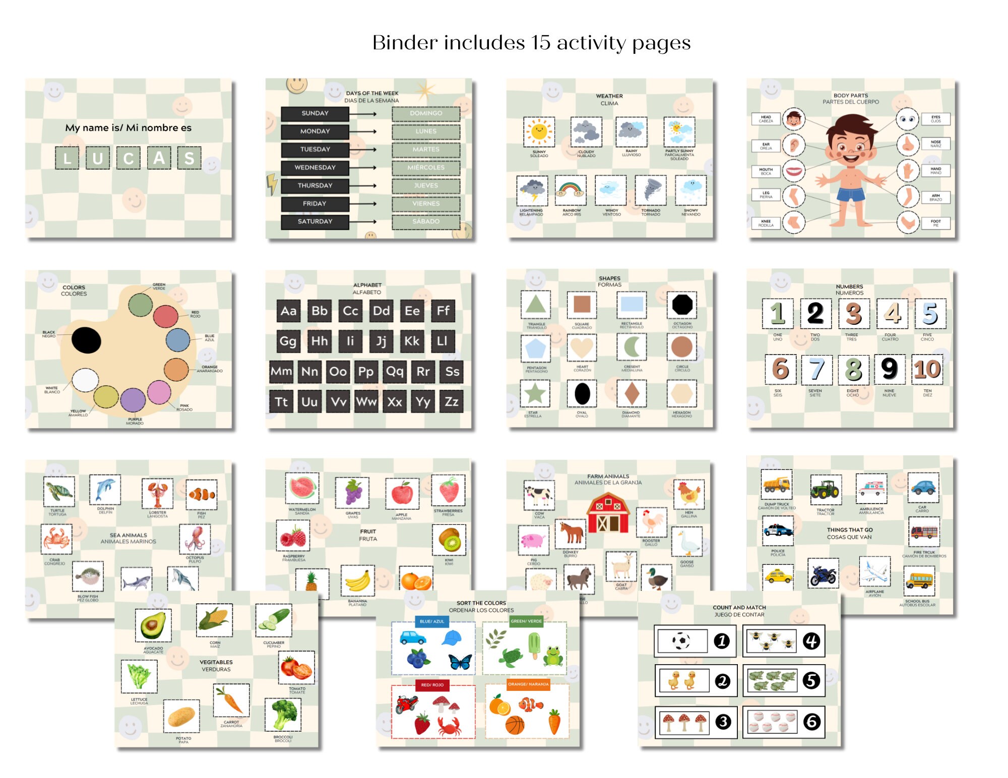Spanish Busy Book Printable Worksheets Set, Matching Activities ...