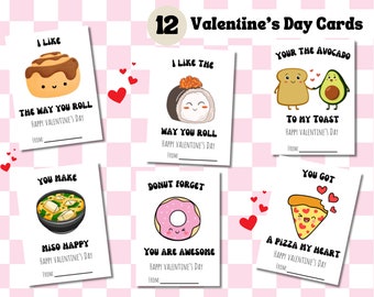 16 Printable Cute Food Pun Valentine's Day Card Set, Valentine's Day ...