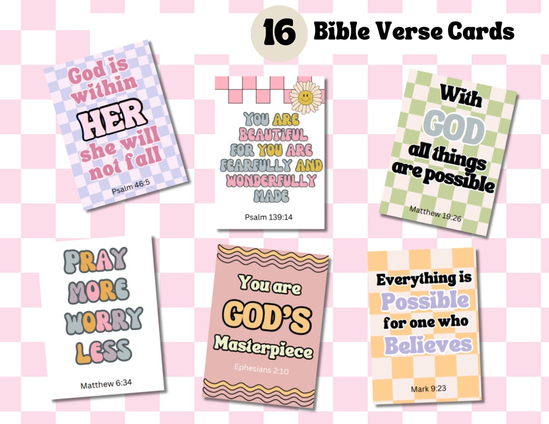 16 Retro Bible Printable Cards, Printable Christian Gift Tags, Bible ...