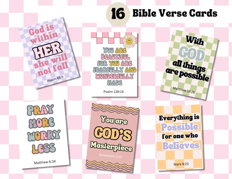 16 Retro Bible Printable Cards, Printable Christian Gift Tags, Bible ...