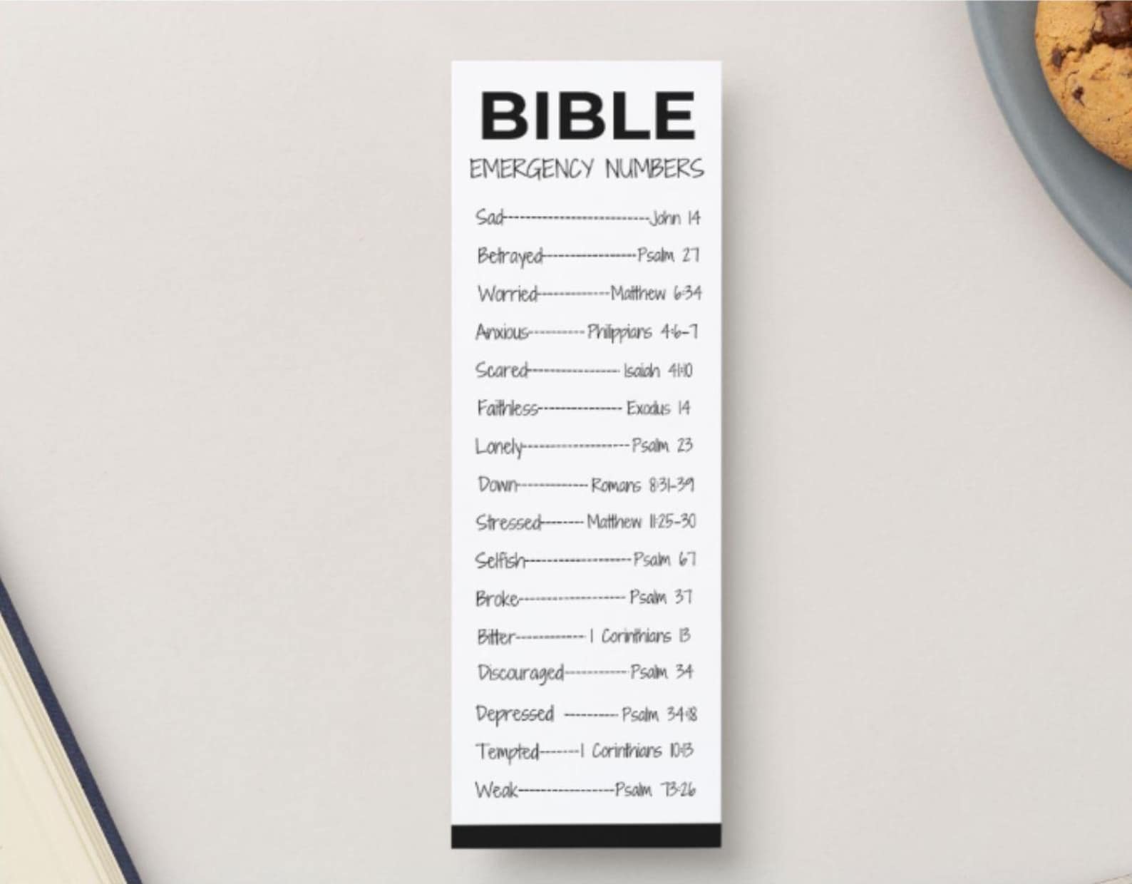 Printable Bible Emergency Numbers Bookmarks, Christian Church ...