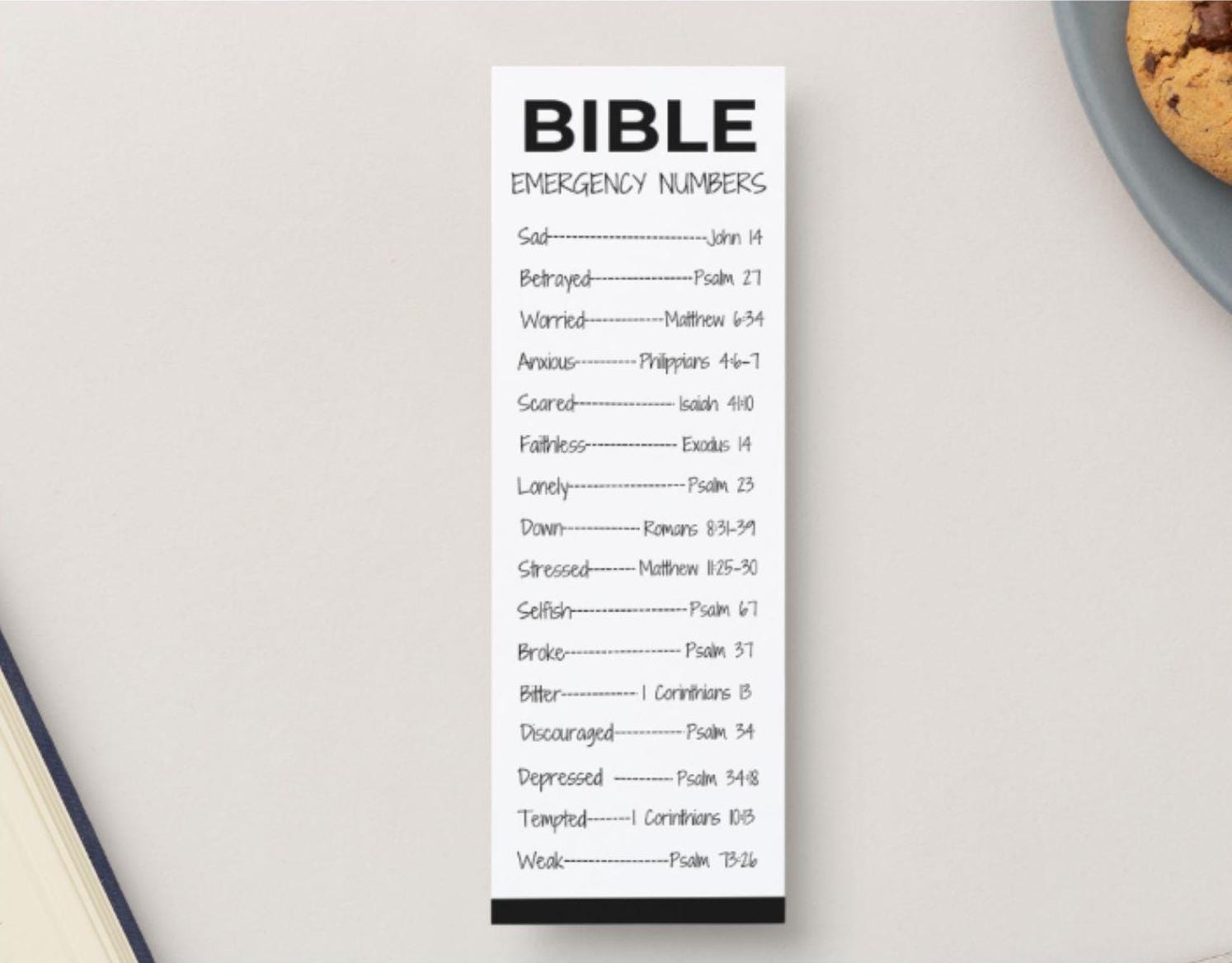Printable Bible Emergency Numbers Bookmarks, Christian Church ...