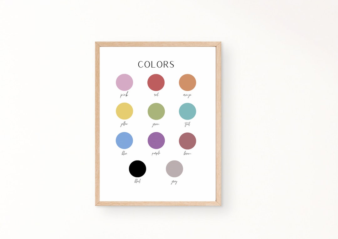 Educational Colors Poster, Printable Colors Wall Art, Classroom Decor ...