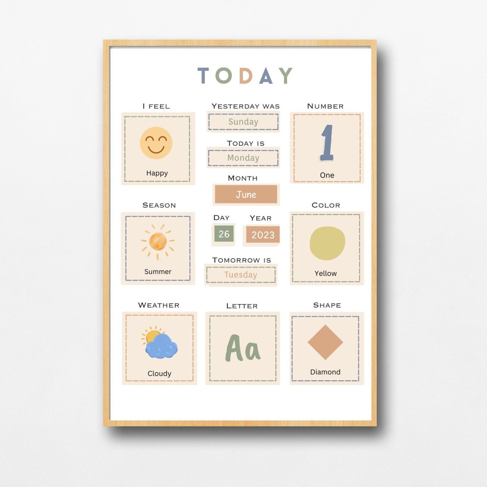 Morning Board, Homeschool Calendar, Weather Chart, Kids Daily Calendar ...