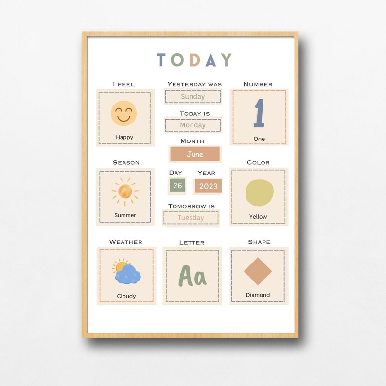 Morning Board, Homeschool Calendar, Weather Chart, Kids Daily Calendar ...