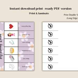 Girls Morning & Evening Routine Chart, Planning Toddler Bedtime Routine ...