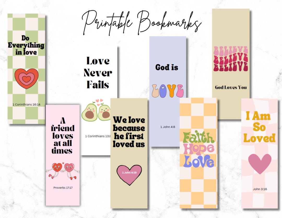 Printable Valentines Bible Verse Bookmarks, Christian Church Activities ...
