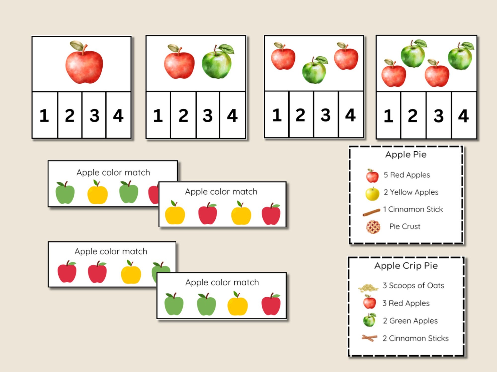 Apple Activity Pack for Kids, Printable Learning Bundle, Apple ...
