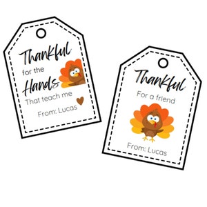 Printable Fall Thanksgiving Gift Tag Personalized, Editable From Gift ...
