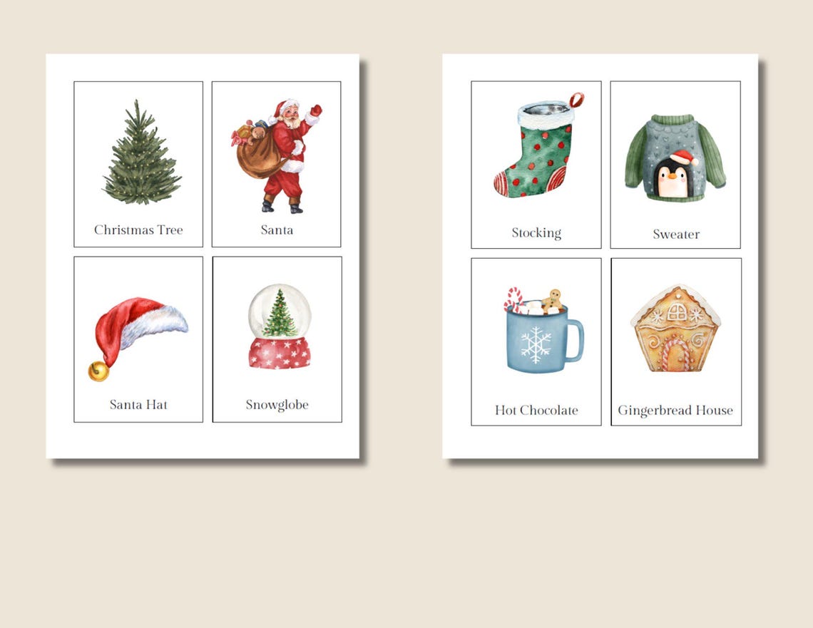 Christmas Flashcards Printable, Christmas Flashcards, Christmas ...