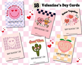 16 Printable Cute Baby Animal Pun Valentine's Day Card Set, Valentine's ...