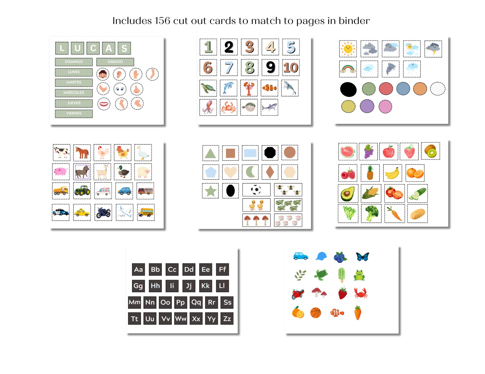 Spanish Busy Book Printable Worksheets Set, Matching Activities ...