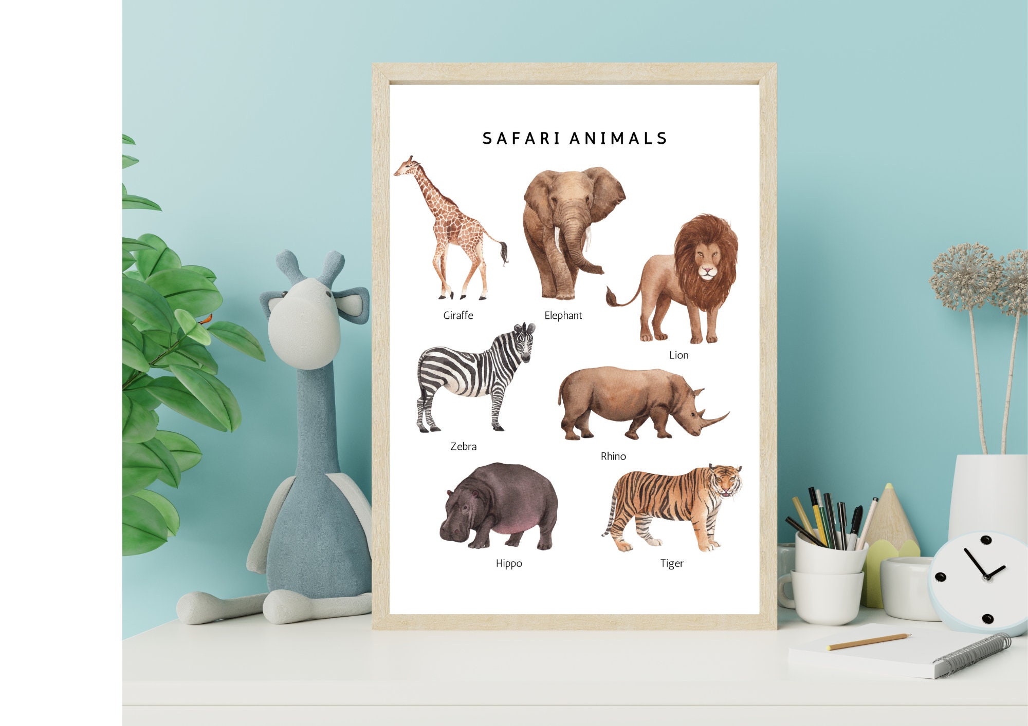 Printable Safari Animal Wall Art, Educational Posters, Montessori, Play ...